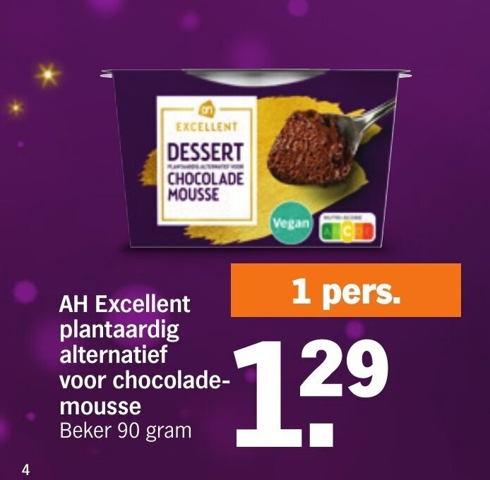 AH Excellent plantaardig alternatief voor chocolade-mousse 90 gram ...