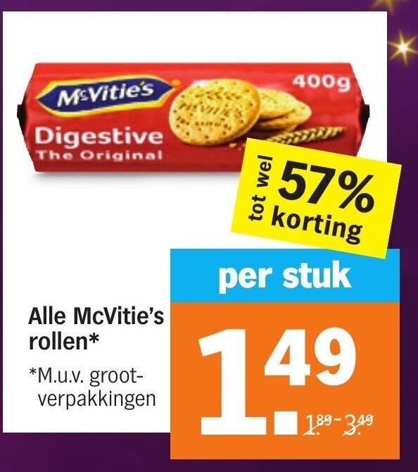 Alle McVitie's rollen* aanbieding bij Albert Heijn
