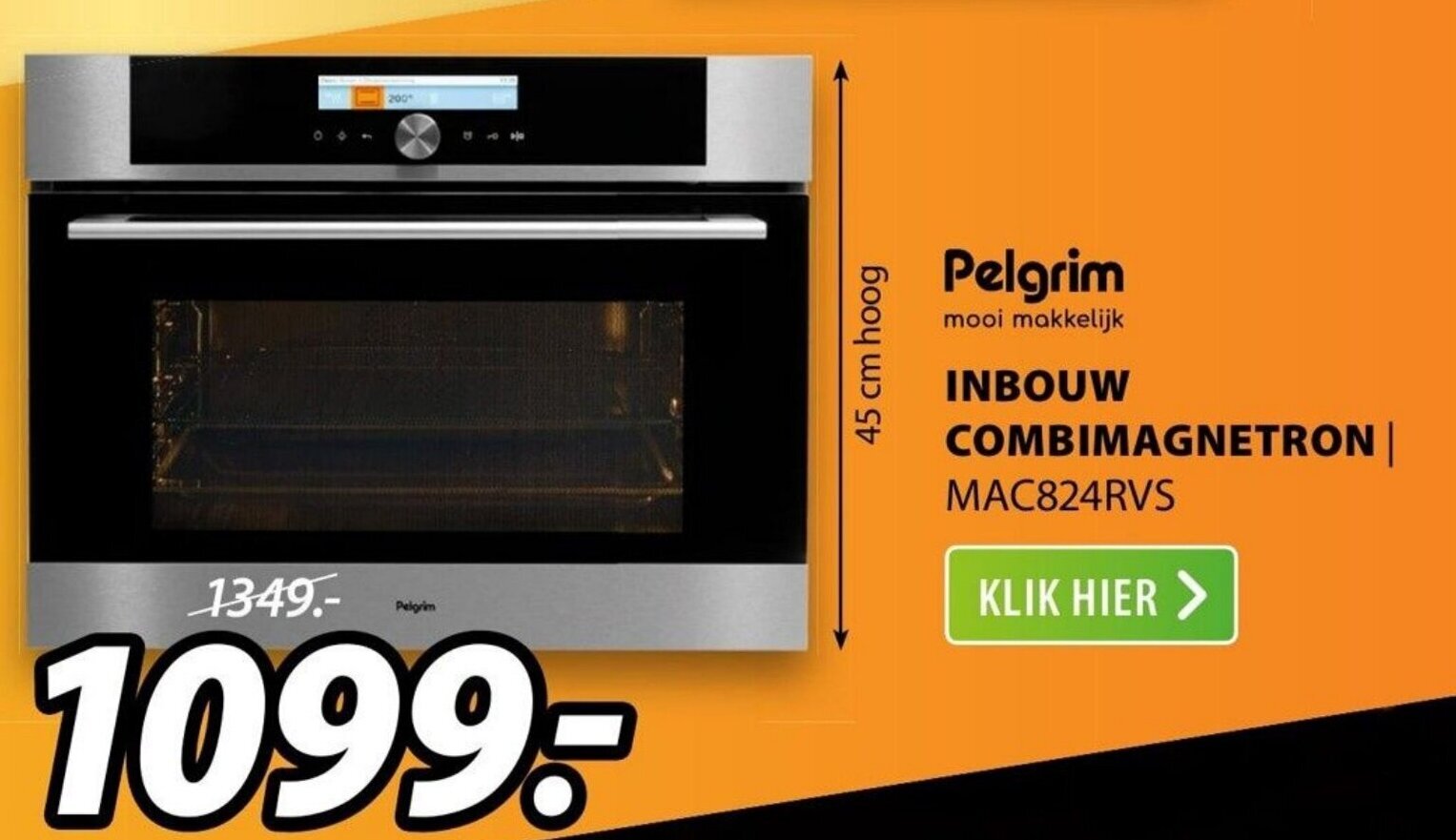 Pelgrim Inbouw combimagnetron/MAC824RVS aanbieding bij Expert