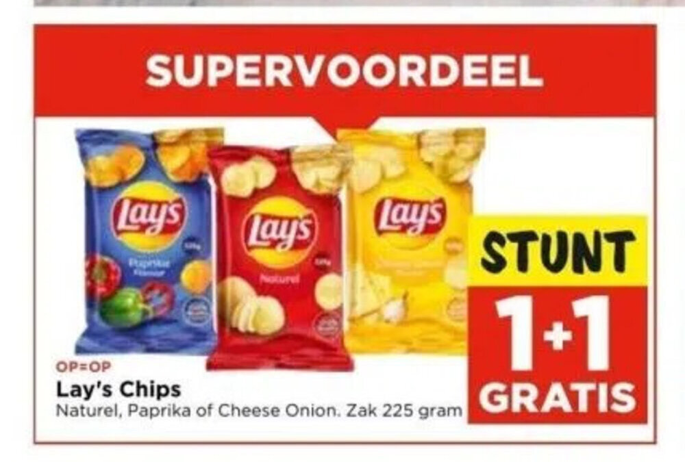 Lay's Chips 225 gram aanbieding bij Vomar