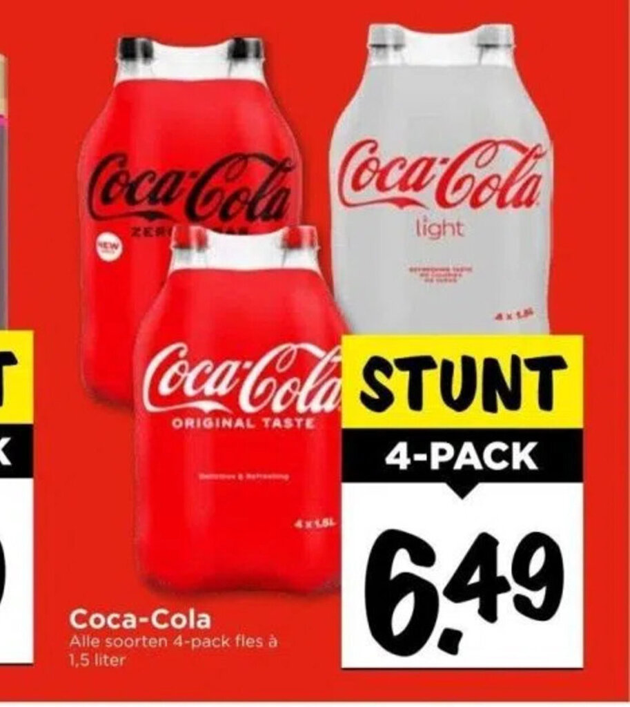 Coca-Cola 4-pack fles a 1,5 liter aanbieding bij Vomar Voordeelmarkt