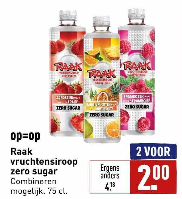 Raak vruchtensiroop zero sugar aanbieding bij ALDI