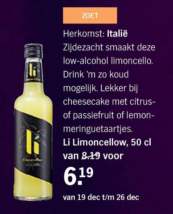Li limoncellow, 50 cl aanbieding bij Albert Heijn