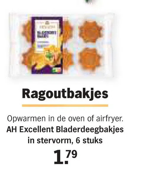 Ah excellent bladerdeegbakjes in stervorm, 6 stuks aanbieding bij ...