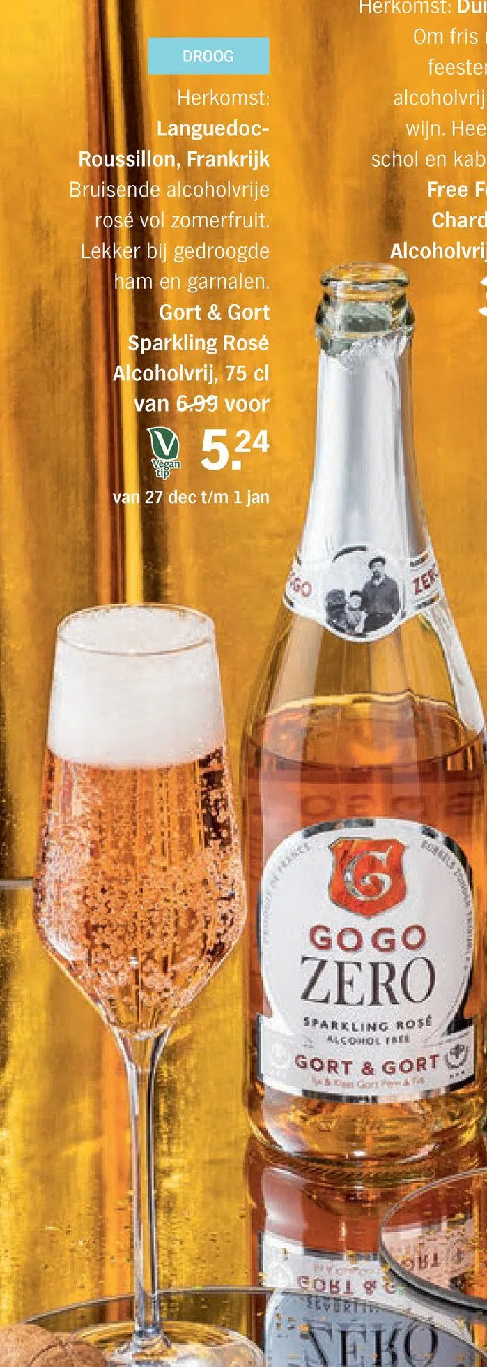 Gort & gort sparkling rosé alcoholvrij, 75 cl aanbieding bij Albert Heijn