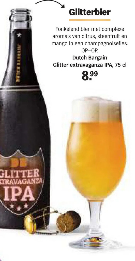 Dutch bargain glitter extravaganza ipa, 75 cl aanbieding bij Albert Heijn