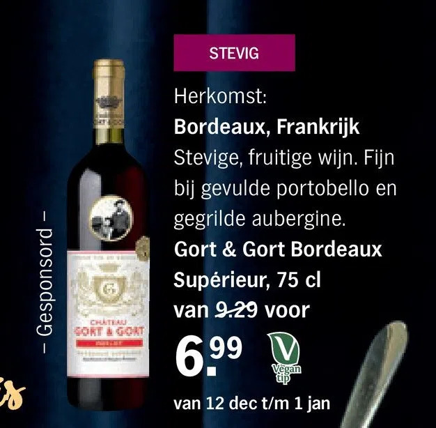 Gort & gort bordeaux supérieur, 75 cl aanbieding bij Albert Heijn
