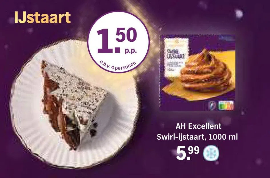 Ah excellent swirl-ijstaart, 1000 ml aanbieding bij Albert Heijn