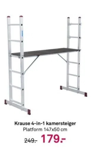 Krause 4-in-1 kamersteiger platform 147x50 cm aanbieding bij Karwei