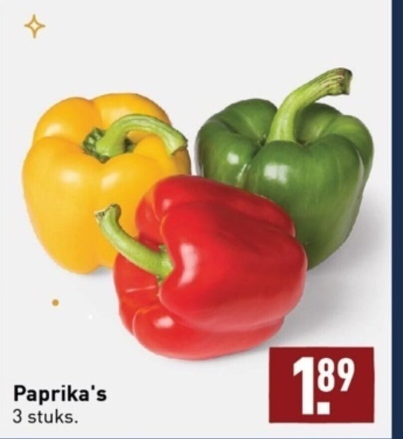 Paprika's 3 stuks aanbieding bij ALDI