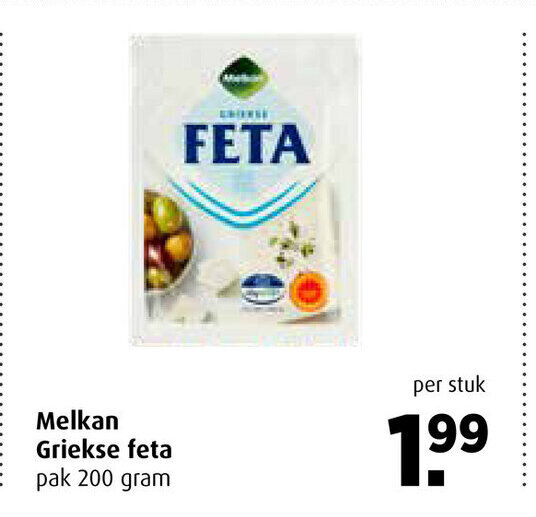 Melkan Griekse feta 200 gram aanbieding bij Boni