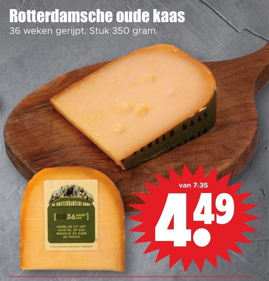 Rotterdamsche oude kaas stuk 350 gram aanbieding bij Dirk