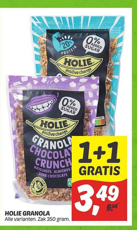 Holie granola aanbieding bij Dekamarkt