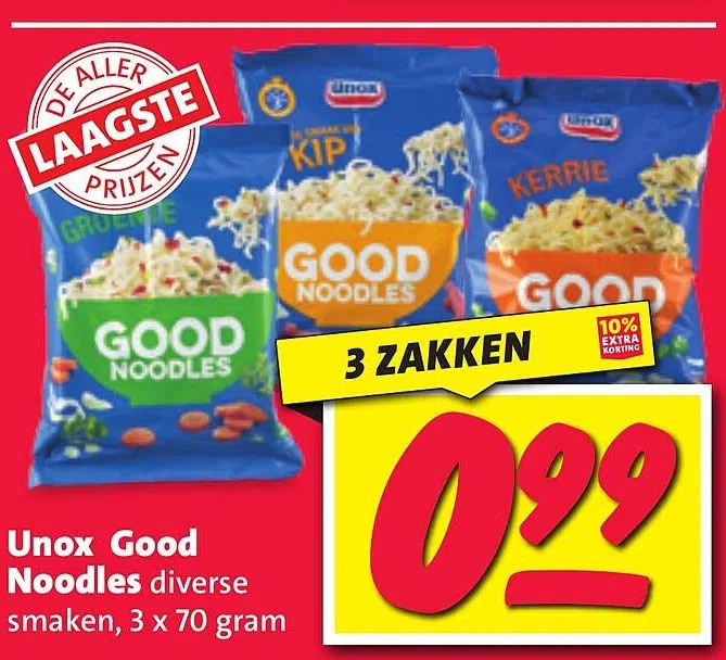 Unox good noodles diverse smaken aanbieding bij Nettorama