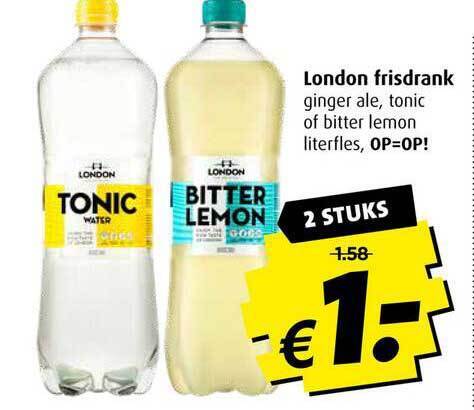 London frisdrank ginger ale, tonic of bitter lemon aanbieding bij Boni
