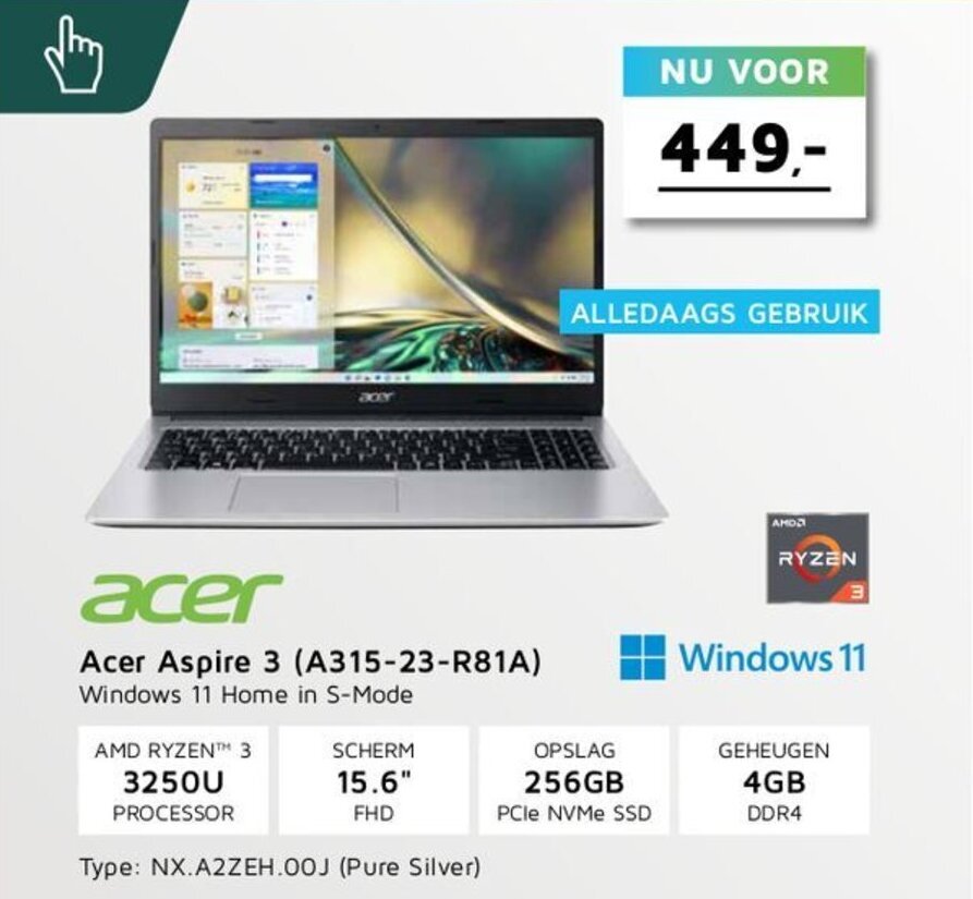 Acer aspire 3 (A315-23-R81A) aanbieding bij Digitotaal