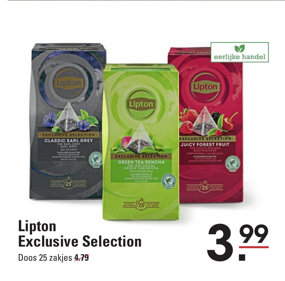 Lipton Exclusive Selection 25 zakjes aanbieding bij Sligro