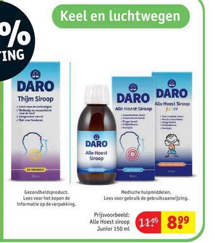 Daro alle hoest siroop junior aanbieding bij Kruidvat