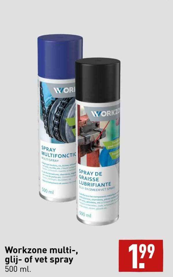 Workzone multi-, glij- of vet spray aanbieding bij ALDI