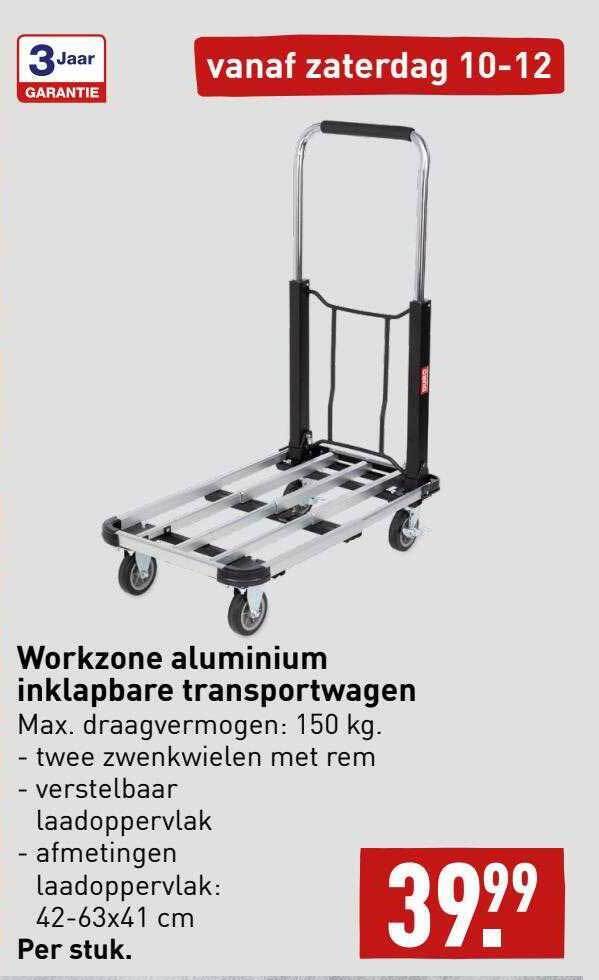 Workzone aluminium inklapbare transportwagen aanbieding bij ALDI