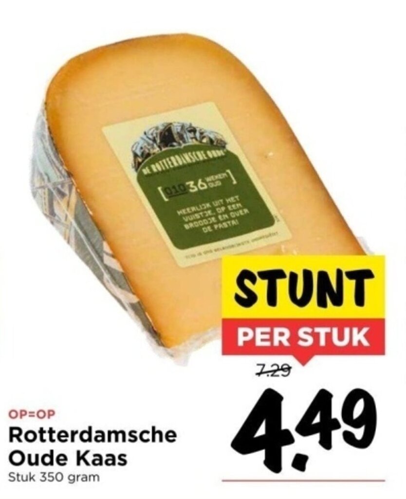 Rotterdamsche oude kaas 350g aanbieding bij Vomar Voordeelmarkt