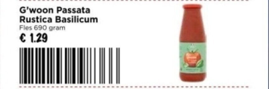 G'woon passata rustica basilicum 690g aanbieding bij Vomar Voordeelmarkt