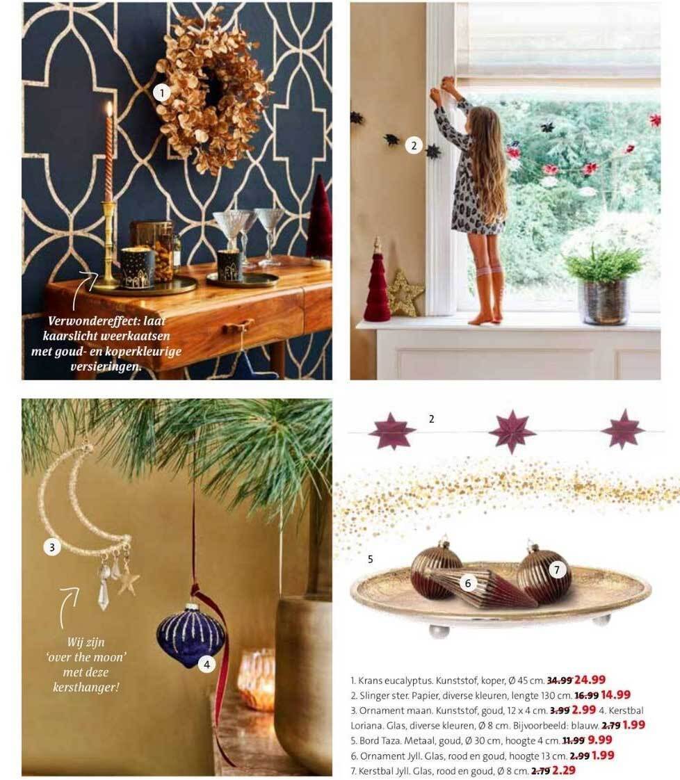 Krans eucalyptus, slinger ster, ornament maan, kerstbal loriana, bord ...