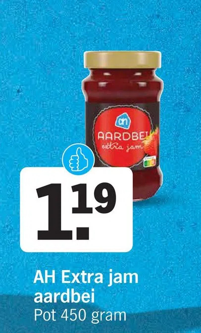 Ah extra jam aardbei aanbieding bij Albert Heijn