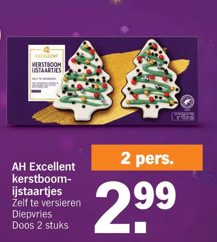 Ah excellent kerstboom-ijstaartjes aanbieding bij Albert Heijn