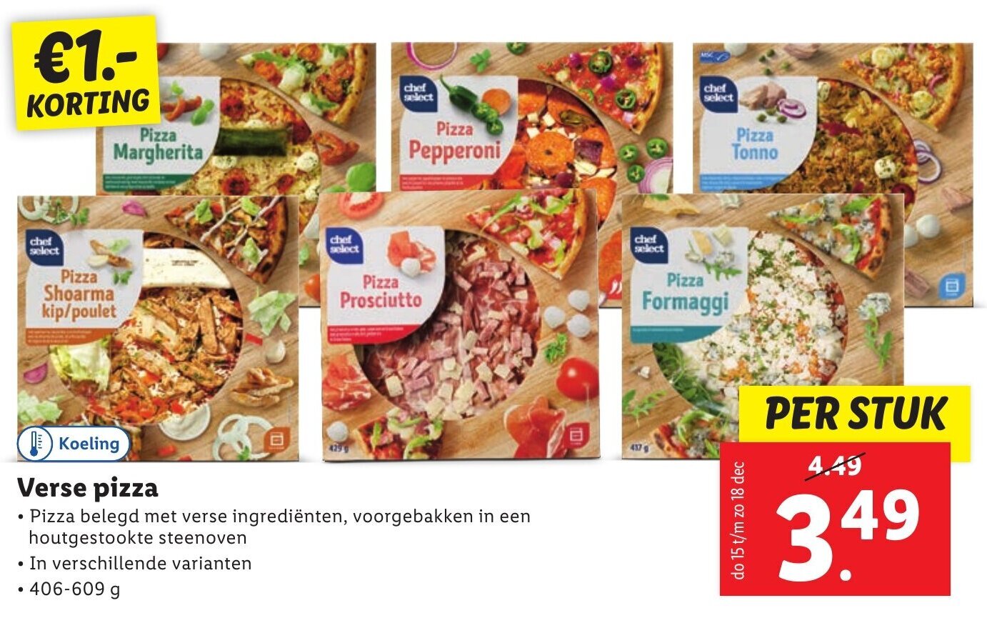 Verse pizza 406-609g aanbieding bij Lidl