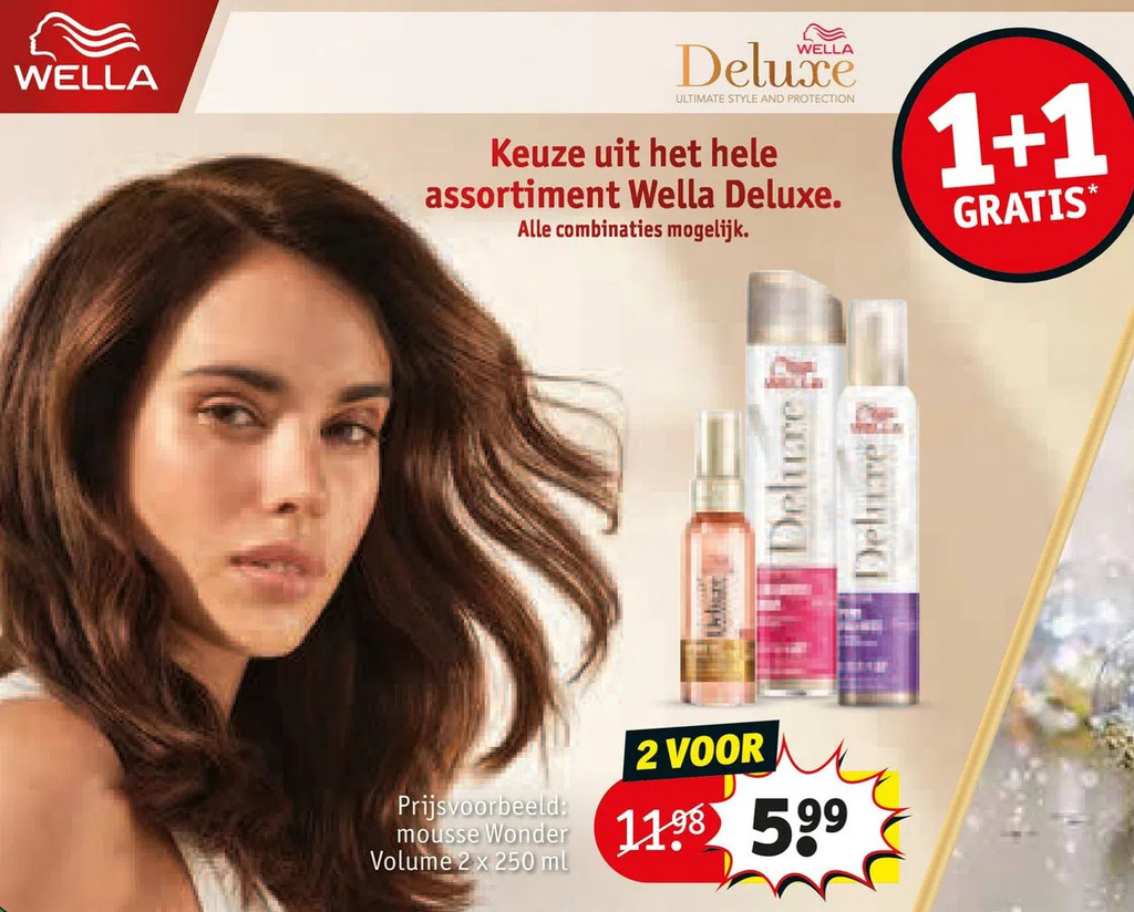 Keuze uit het hele assortiment wella deluxe 1+1 gratis aanbieding bij ...