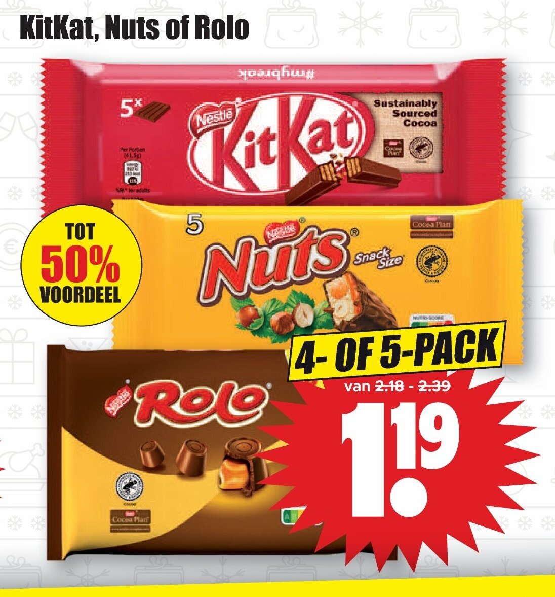 Kitkat, Nuts of Rolo aanbieding bij Dirk