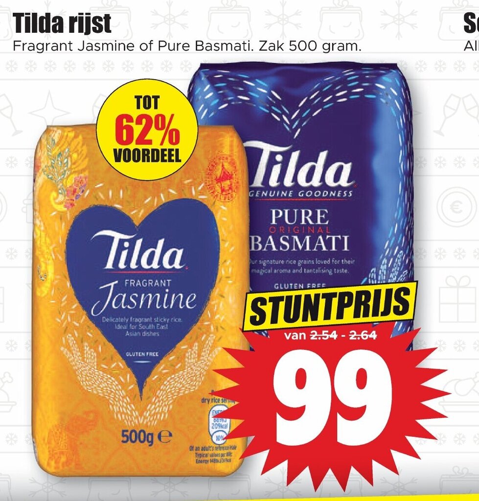 Tilda rijst 500 gram aanbieding bij Dirk