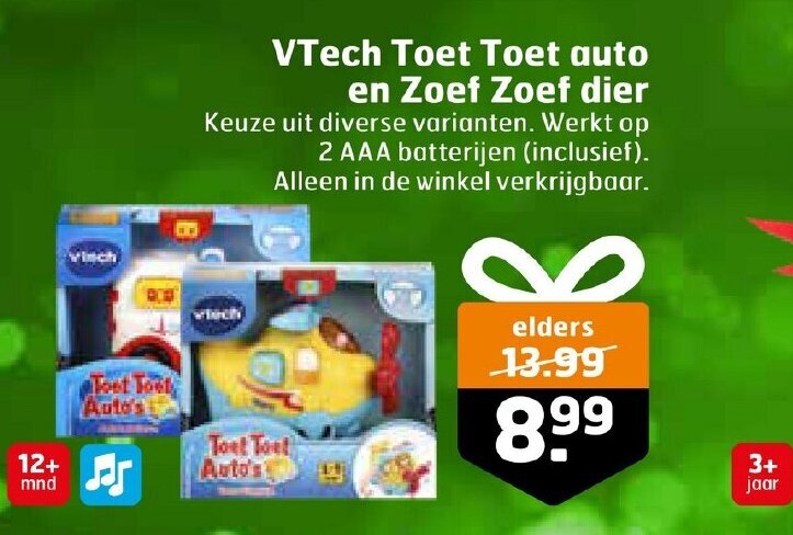 VTech Toet Toet auto en Zoef Zoef dier aanbieding bij Trekpleister