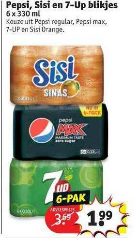Pepsi, Sisi En 7-Up Blikjes 330 Ml aanbieding bij Kruidvat