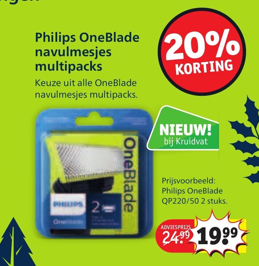Philips OneBlade navulmesjes multipacks aanbieding bij Kruidvat