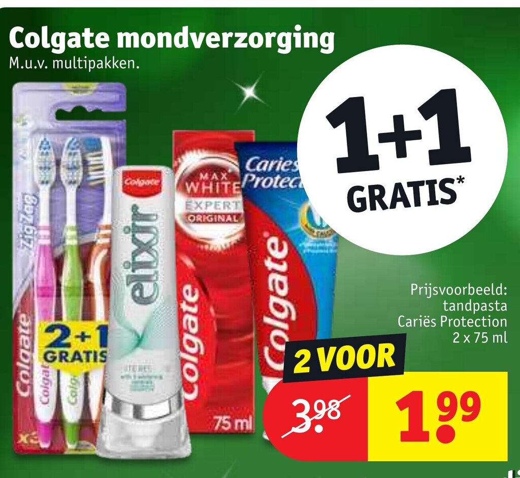 Colgate mondverzorging 1+1 gratis aanbieding bij Kruidvat