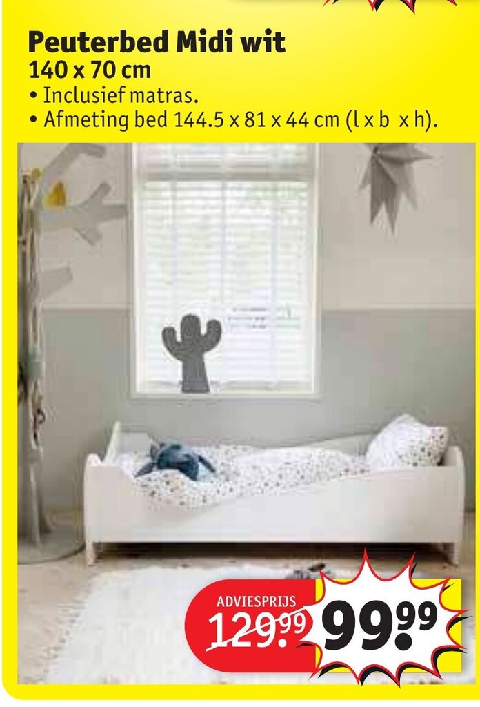 Peuterbed Midi wit 140 x 70 cm aanbieding bij Kruidvat