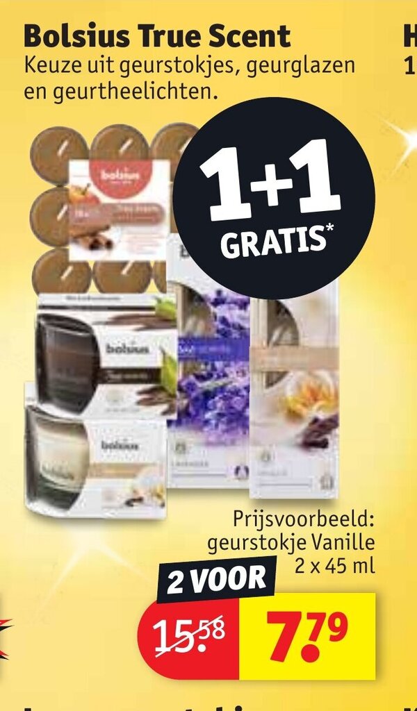 Bolsius True Scent 1+1 gratis aanbieding bij Kruidvat