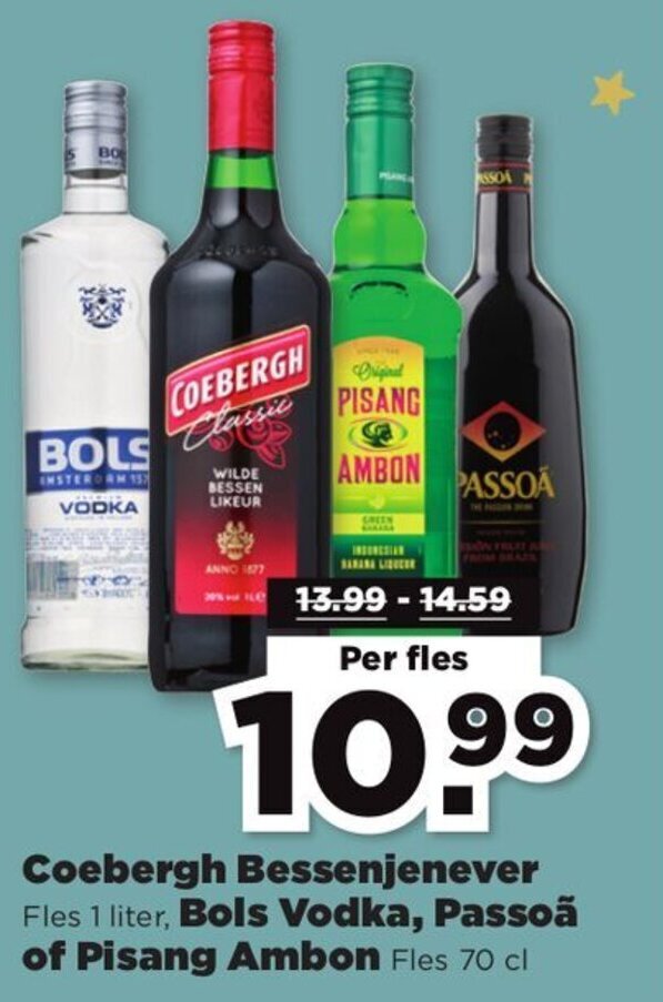 Coeberg Bessenjenever Fles 1 Liter, Bols Vodka , Passoli of Pisang ...