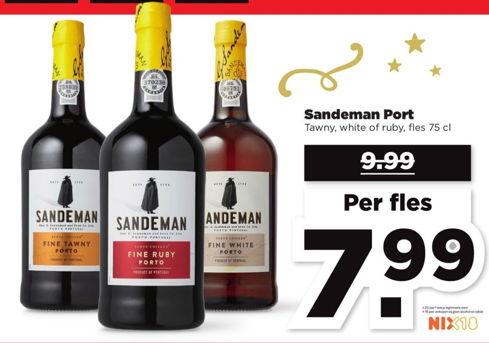 Sandeman Port Tawny, White of Ruby Fles 75cl aanbieding bij PLUS