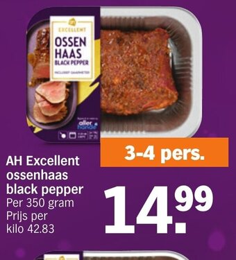 AH Excellent Ossenhaas Black Pepper Per 350gram aanbieding bij Albert Heijn