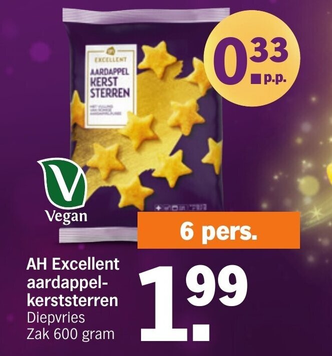 AH Excellent Aardappel Kerststerren Diepvries Zak 600gram aanbieding ...