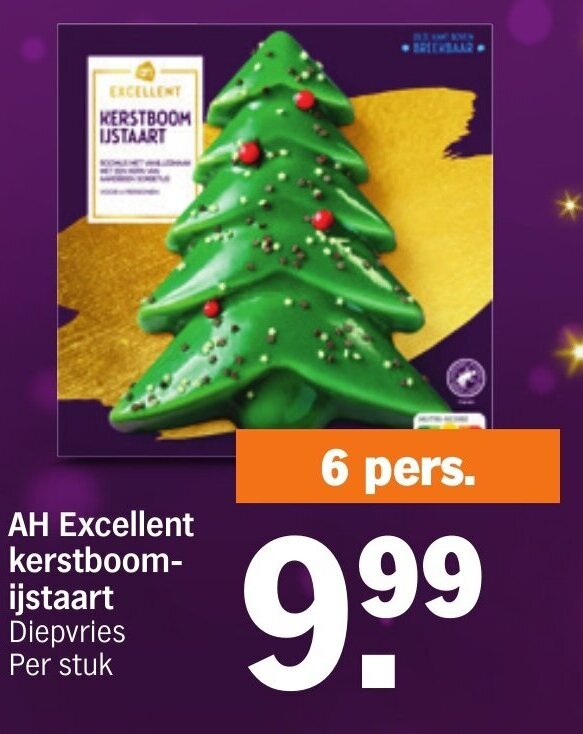 AH Excellent Kerstboom Ijstaart Diepvries aanbieding bij Albert Heijn