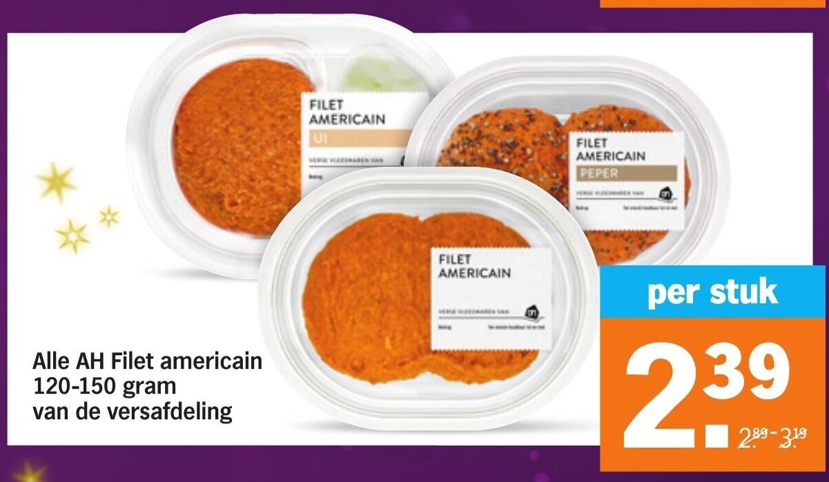 Alle AH Filet Americain 120-150 gram van de Versafdeling aanbieding bij ...