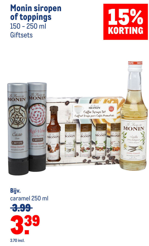 Monin siropen of toppings aanbieding bij Makro