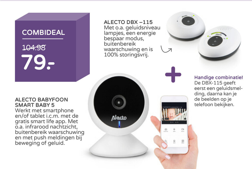 Alecto Babyfoon smart baby 5 +DBX-115 +Handige combinatie aanbieding ...