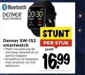 Denver sw-152 smartwatch aanbieding bij Vomar Voordeelmarkt