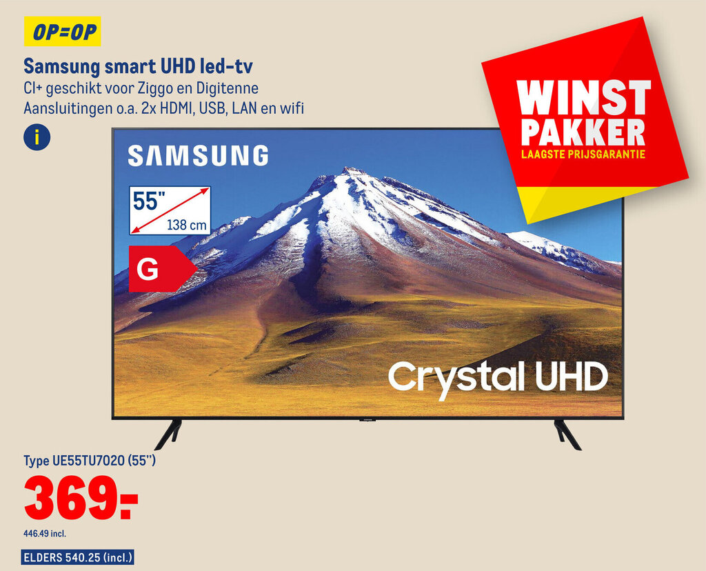 Samsung smart UHD led-tv UE55TU7020 55" aanbieding bij Makro