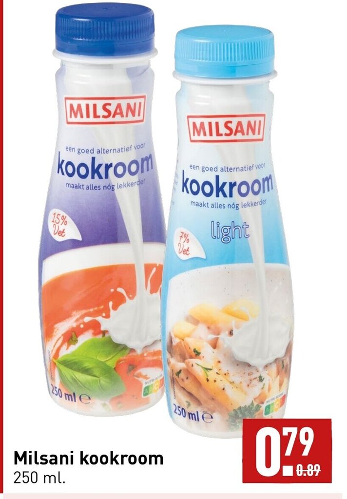 Milsani kookroom 250 ml aanbieding bij ALDI